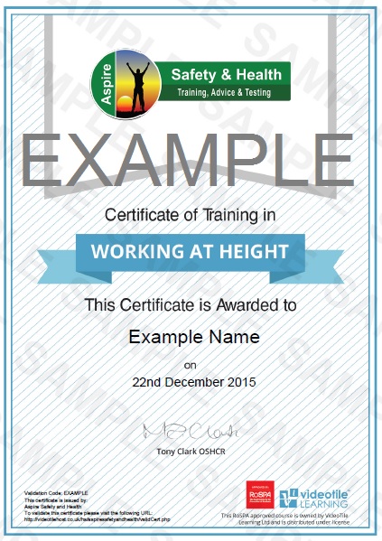 Online Work at Height Training | Risk Assessment Training Nottingham | Aspire Safety & Health